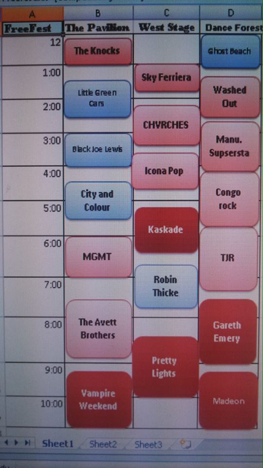 Virgin Mobile Freefest Schedule Leaked! | RaverRafting